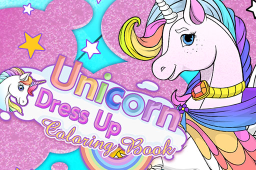 Play Unicorn Dress Up Coloring Book game online on Abcya4.net