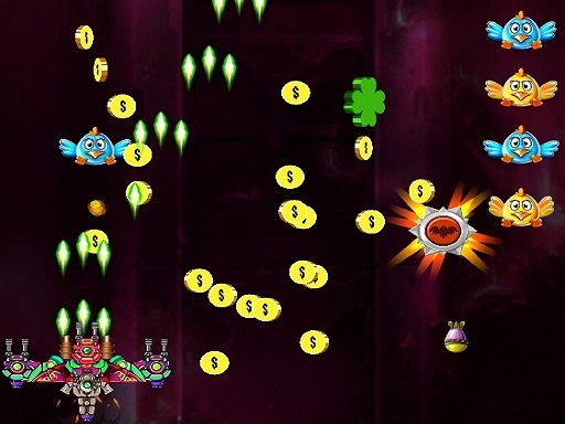 Play Space Attack Chicken Invaders game online on Abcya4.net